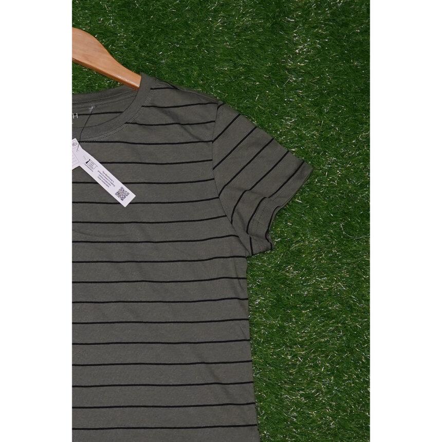 H&H Olive Black Lining Tees - lara.pk