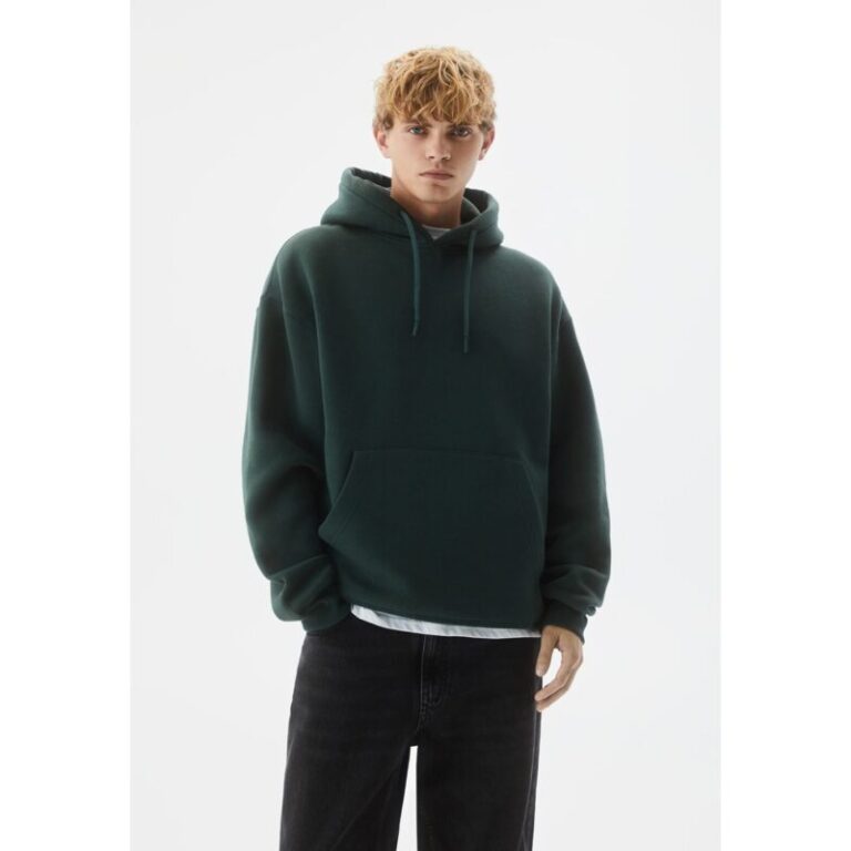 LA Bottle Green Basic Kangaroo pocket Hoodie - lara.pk