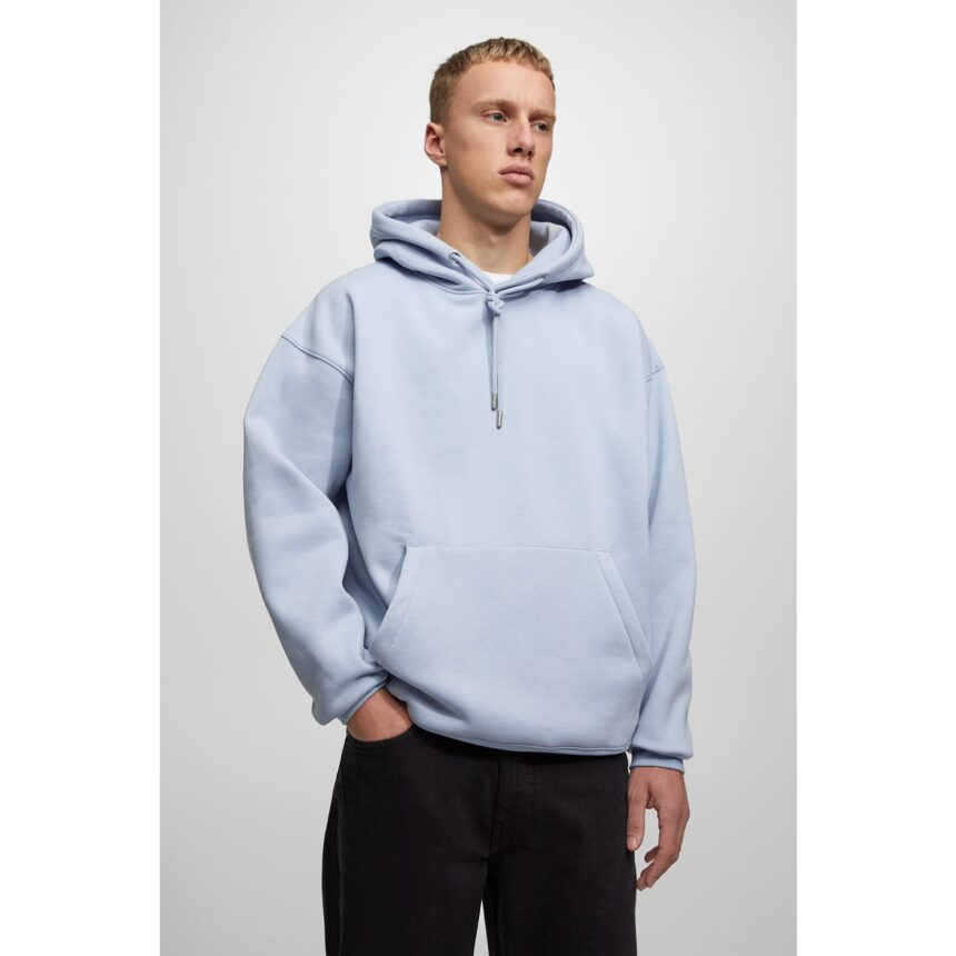 LA Light Blue Basic Kangaroo pocket Hoodie - lara.pk