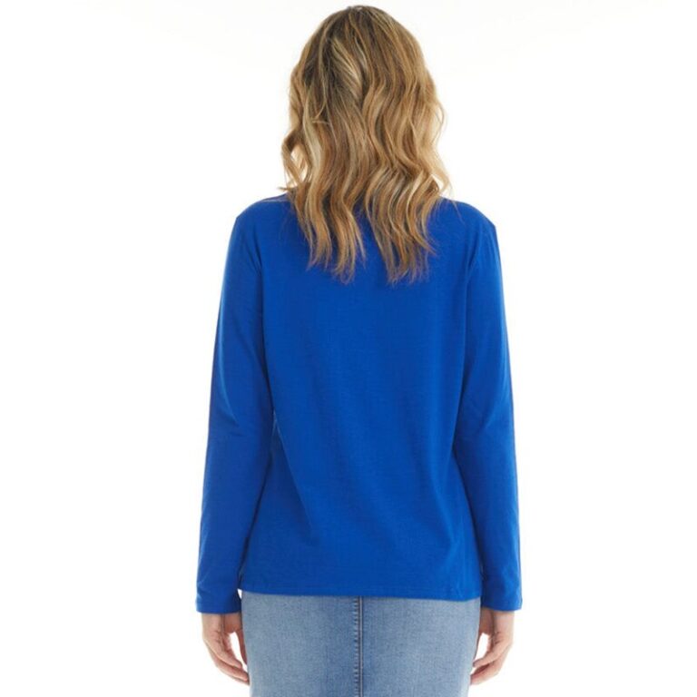 Royal Blue Basic Round Neck Long Sleeves T Shirt - lara.pk